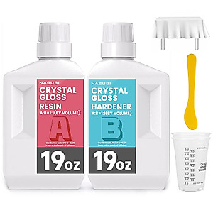 40oz Crystal Clear Epoxy Resin Kit - Non Yellowing Resin Kit for Crafts, Coating, DIY, Casting, Jewelry Making, Tumblers - 20oz Resin & 20oz Hardener with 10 pcs 8 oz Measuring Cups, Sticks and More