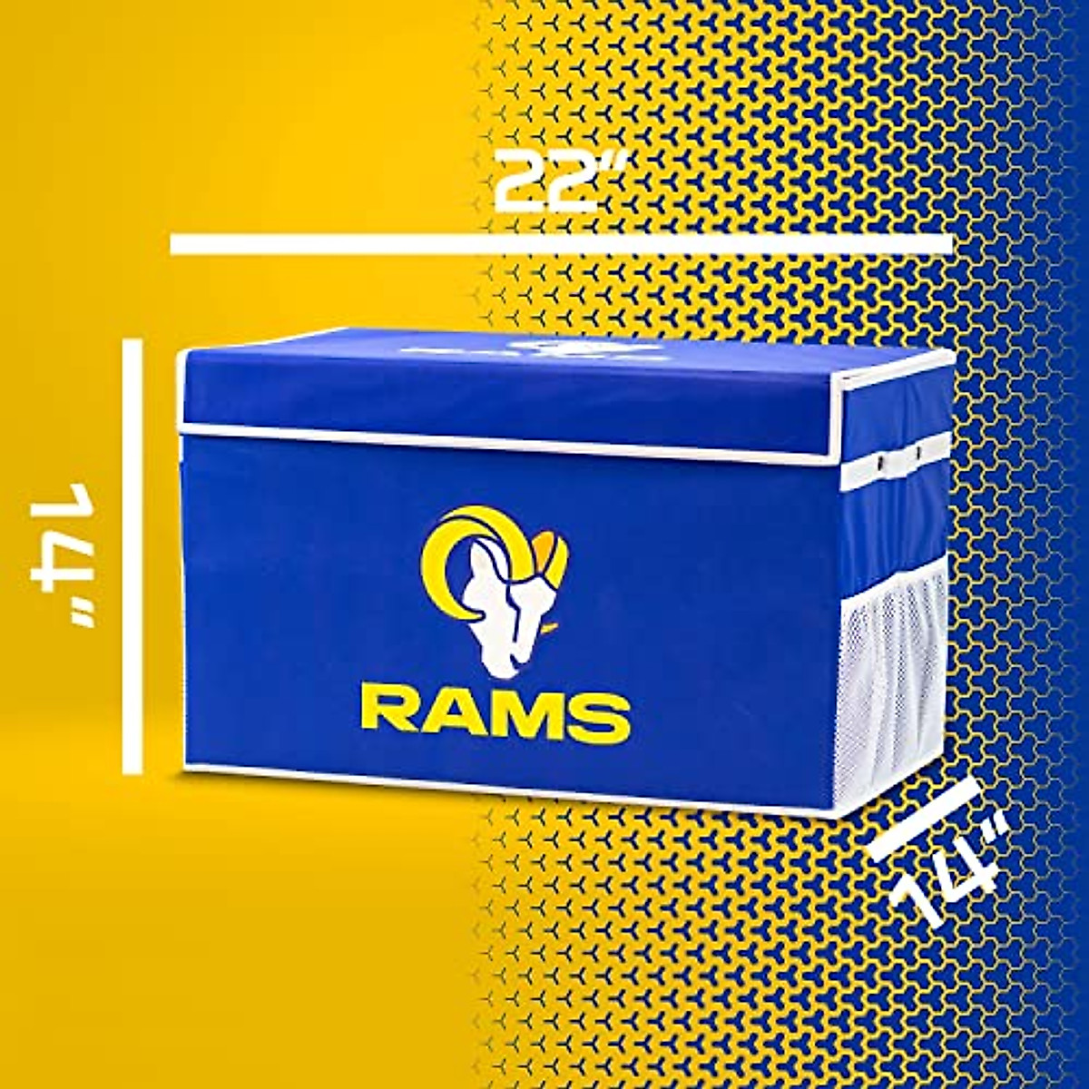 Franklin Sports Los Angeles Rams NFL Storage Footlocker Bin - Small Folding Organizer Container - NFL Office, Bedroom + Living Room Décor - 22" x 14"