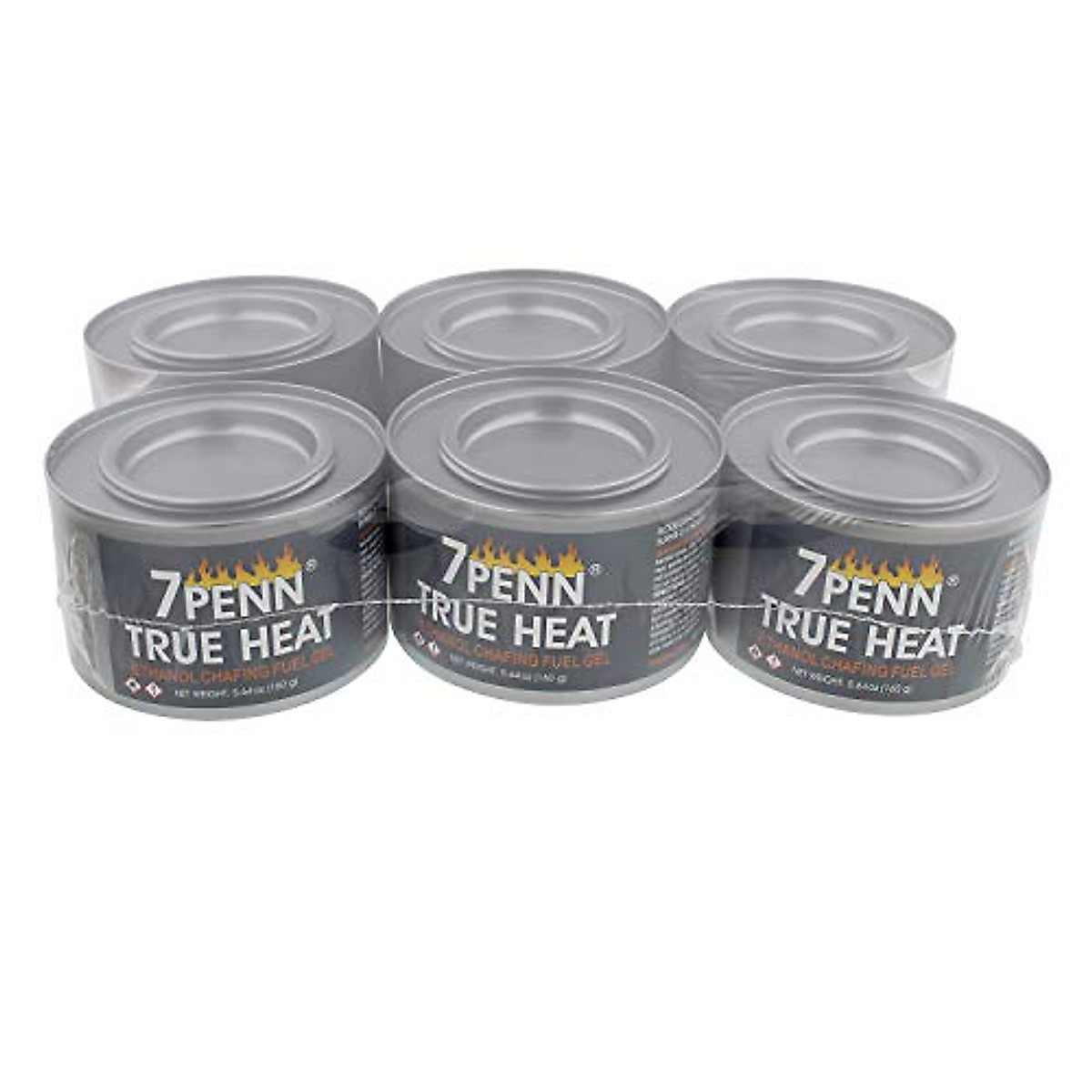 7Penn Gel Fuel True Heat Bio Ethanol 2 Hr Cooking Fuel 6pk – Food Warming Heated Cans, Chafing Dish Burner Buffet Warmer