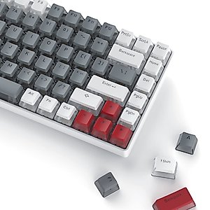 Womier Pudding Keycaps - PBT Keycaps, Shine Through Keycaps, 165 Keys Keycaps Set, Custom Keycaps for 61/68/84/87/82/100 Cherry Gateron MX Switches Mechanical Keyboard, White/Gray