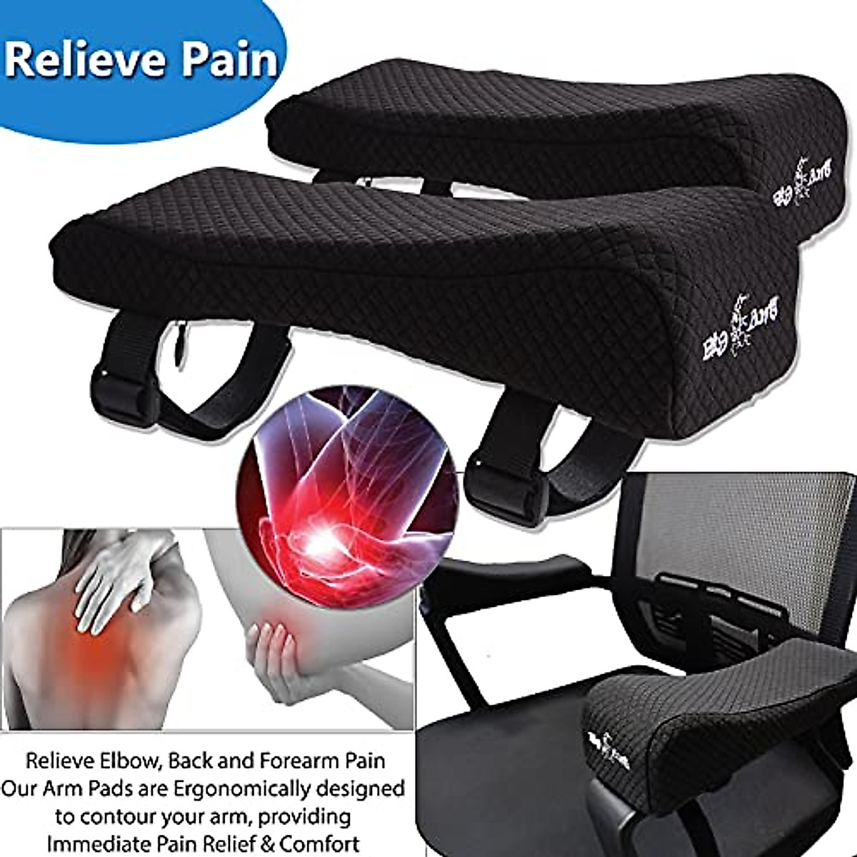 Big Ant Chair Armrest Pads,2 Pack Memory Foam Arm Rest Office Chair Armrest Pads Comfy Gaming Chair Arm Rest Covers for Elbows and Forearms Pressure Relief(Set of 2)