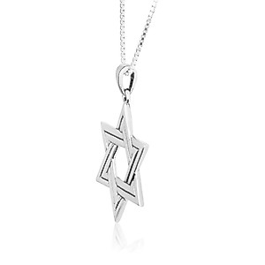 Marina Meiri Classic Mens 925 Sterling Silver Chain Necklace with Large Star Of David Jewish Pendant Charm, 24 Inch Box Chain Necklace - Estrella de David - Ancient Religious Judaica Amulet