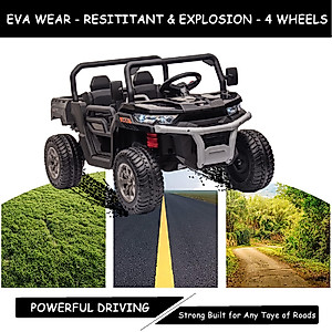 Sopbost 24V Ride On Truck Car UTV Dump Bed/Shovel 2 Seater, 2x200W Motor Remote Control Electric Vehicle with EVA Rubber Tires for Boys Girls (Black)
