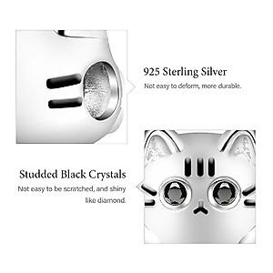 GNOCE Cute Cat Charm Christmas Charms Gifts 925 Sterling Silver Meow, Play with Me Bead Charm fit for Bracelet/Necklace Christmas Jewelry Gift for Women