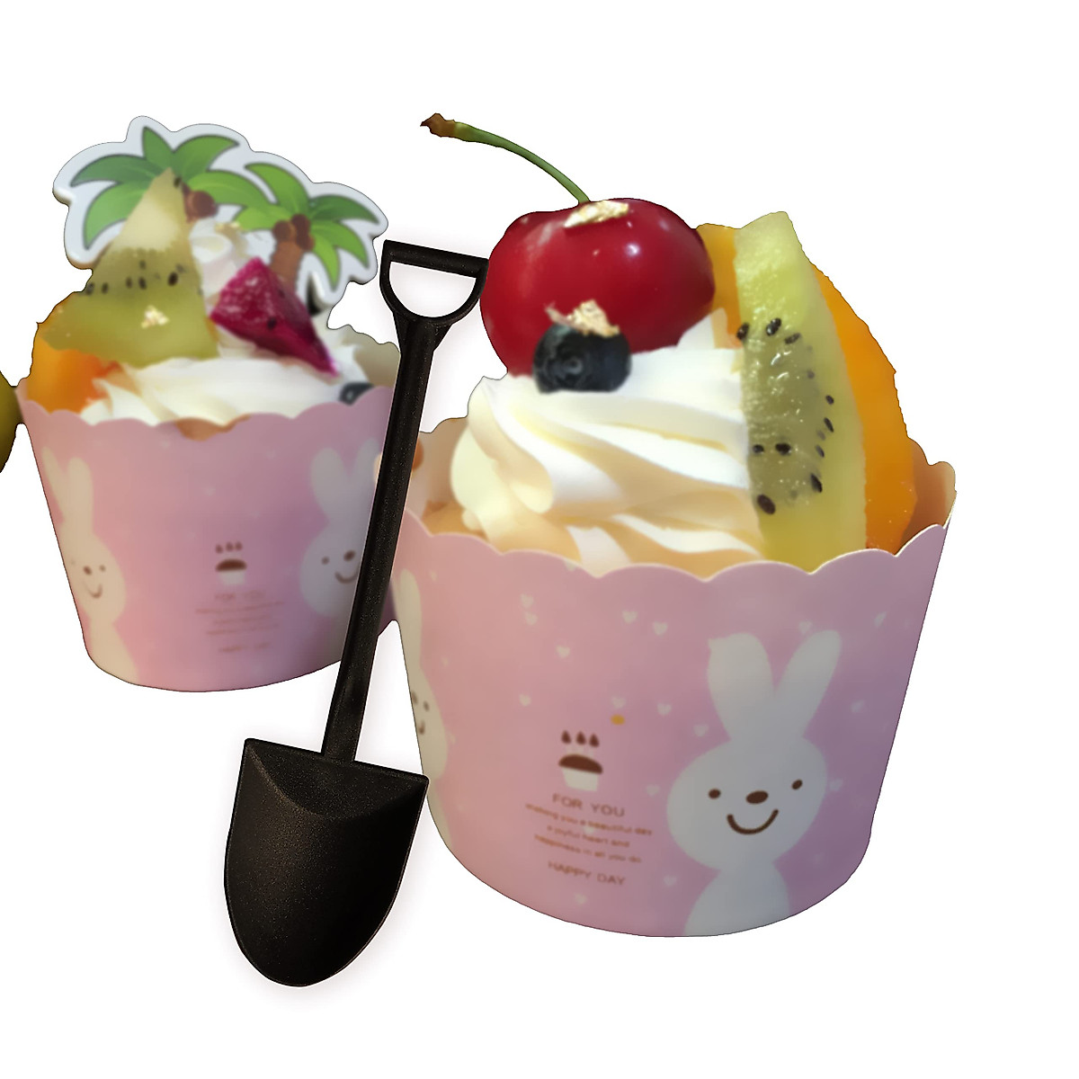 QWloog Magzipo Mini Shovel Shape Spoons,Disposable Plastic Dessert Spoon,Black(100)