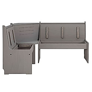 Riverbay Furniture Pine Wood Indoor 3 Piece Kitchen Corner Table Booth Bench Breakfast Dining Nook Set Dining Nook Set in Gray