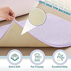 LoomyLife Memory Foam Bathroom Rug 2PCS 17"×24",Thick Soft Absorbent Chenille, Rubber Backing Quick Dry Microfiber Mats, Water Absorbent Rain Showers and Under The Sink(Pond Lily)