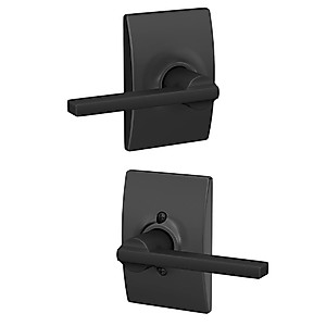Schlage F10 LAT 622 CEN Latitude Door Lever with Century Trim, Hall & Closet Passage Lock, Matte Black