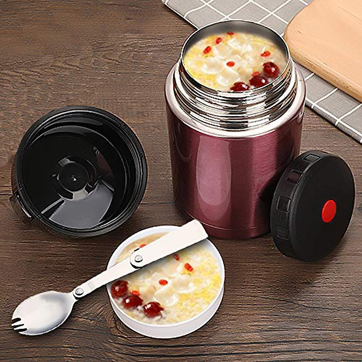 Food Jar Wide Mouth for Hot Food,304 Stainless Steel Leak Proof Double Wall Vacuum Insulated Soup Container with Handle Lid,27 oz BPA Free Thermos Lunch Box for Kids Adults (Pink)