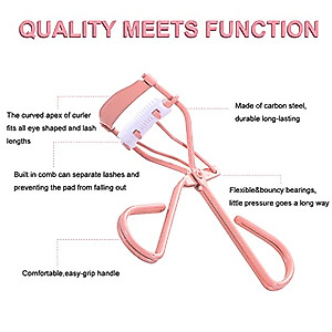 gootrades Eyelashes Curler with Built-in Comb, Separated Eyelashes Curler Crimp-Free Lashes with 2 Refill Pads, Get a Lash Lift in Seconds, Durable Carbon Steel Body with Comfort Grip