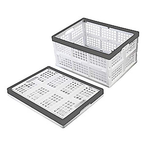 Inhouse 34 Quart Collapsible Milk Crates, Foldable Plastic Container Bin, 3 Packs, F