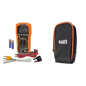 Klein Tools MM400 Multimeter, Digital Auto Ranging, AC/DC Voltage, Current, Capacitance, Frequency, Duty-Cycle, Diode, Continuity, Temp 600V & 69401 Multimeter Carrying Case