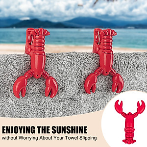 CAIRIAC Beach Towel Clips for Beach Chairs, Lobster Beach Chair Clips for Towels, Clothes Pins Plastic Clips, Towel Clips for Beach, Pool, Cruise Ship, Boat (4 Pcs, Red)