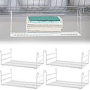 4 Pieces Hanging Wire Shelf Grid Wire Shelf Organizer Closet Hanger Rack Shelf Storage Shelf Accessory for Wire Shelving Closet Storage Organization, White