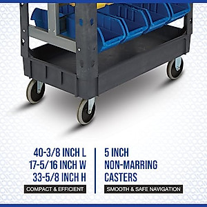 Strongway 500-Lb. Service Cart with Bins, Maintenance-Free Structural Foam Construction Cargo Pushcart, Scratch Resistant, Easy to Clean Service Cart, 40 3/8in.W X 17 5/16in.D X 33 5/8in.H Gray