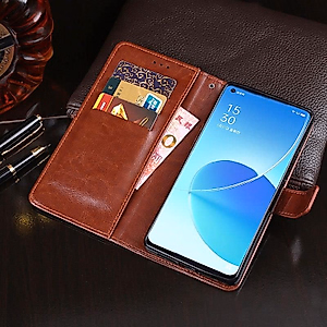 Case Compatible with Oppo Reno 6 Pro 5G,Leather Flip Wallet Case with Card Slot,Stand Holder and Magnetic Closure,Case for Oppo Reno 6 Pro 5G