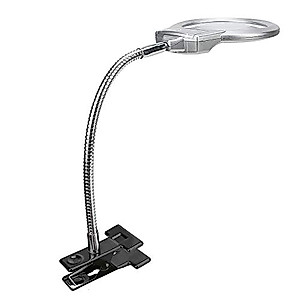 Magnifier Lamp, LED Magnifying Clamp 2.25X and 5X Magnification Read Magnifier Readings Lighting Suitable for Reading Lighting Manual and Appraisal Use