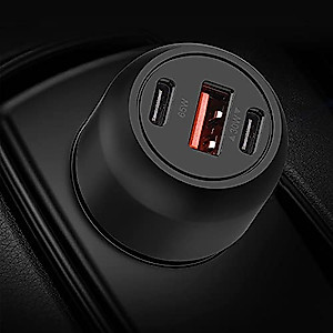 Hrbzo 95W Car Charger 3-Port(USB-C 65W&USB-C 30W&USB-A) All Metal Fast Car Charger Adapter car Charger car Cigarette Accessories USB Charger Compatible with MacBook iPhone13/12/11/8 and More