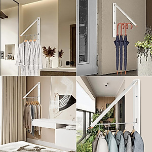 GOHOLE Wall-Mounted Clothes Drying Rack - Retractable & Foldable Hanger for Laundry Room Organization and Storage (2 Pice, White)