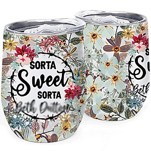 Sorta Sweet Sorta Wine Tumbler,Tv Show Merchandise Gift for Women Girls and Fans,Funny Sayings Vintage Graphic Coffee Travel Mug,12 Oz Insulated with Lid Unique Vacuum Stainless Steel Cup