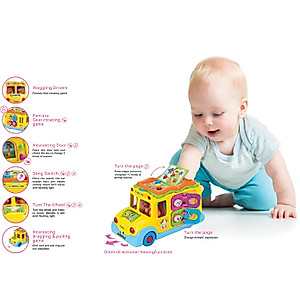 Dimple Educational Interactive School Bus Toy with Tons of Flashing Lights, Sounds, Responsive Gears and Knobs to Play with, Tons of Fun for Toddlers for Kids (Single)
