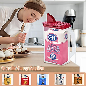 Buddeez Flour and Sugar Container - 4 Quart All Purpose Kitchen Organization and Storage Unit, Dry Storage Container For Kitchen, Large Food Storage Container for Organizing Your Pantry (Red Lid)