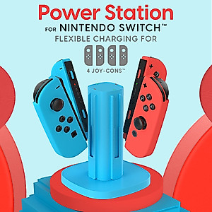TALK WORKS Joy Con Charging Dock for Nintendo Switch - Joycon Docking Station Charges Up to 4 Joy-Con Controllers Simultaneously (Controllers Not Included) - Blue