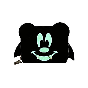 Loungefly X LASR Exclusive Disney Mickey Bat Zip Wallet - Black - Fashion Accessory Cute Wallet Halloween Bats Goth Festival Rave
