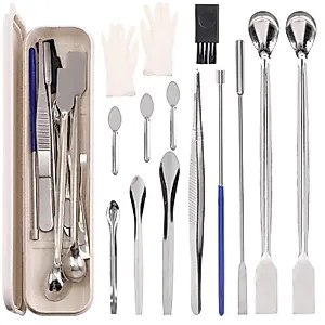 Glarks 14Pcs Capsule Filling Micro Lab Spoon Kits Sampling Spoon Mixing Spatula Laboratory Tiny Mixing Spatula Powders Tamper Tool for Powders Gel Cap Capsule Filler