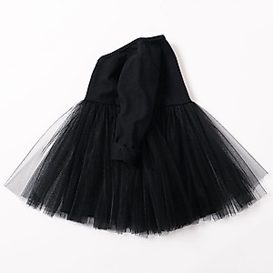 Baby Girls Black Dress Tutu Long Sleeves Ruffle Tulle 9-48m (24-36m, Black)