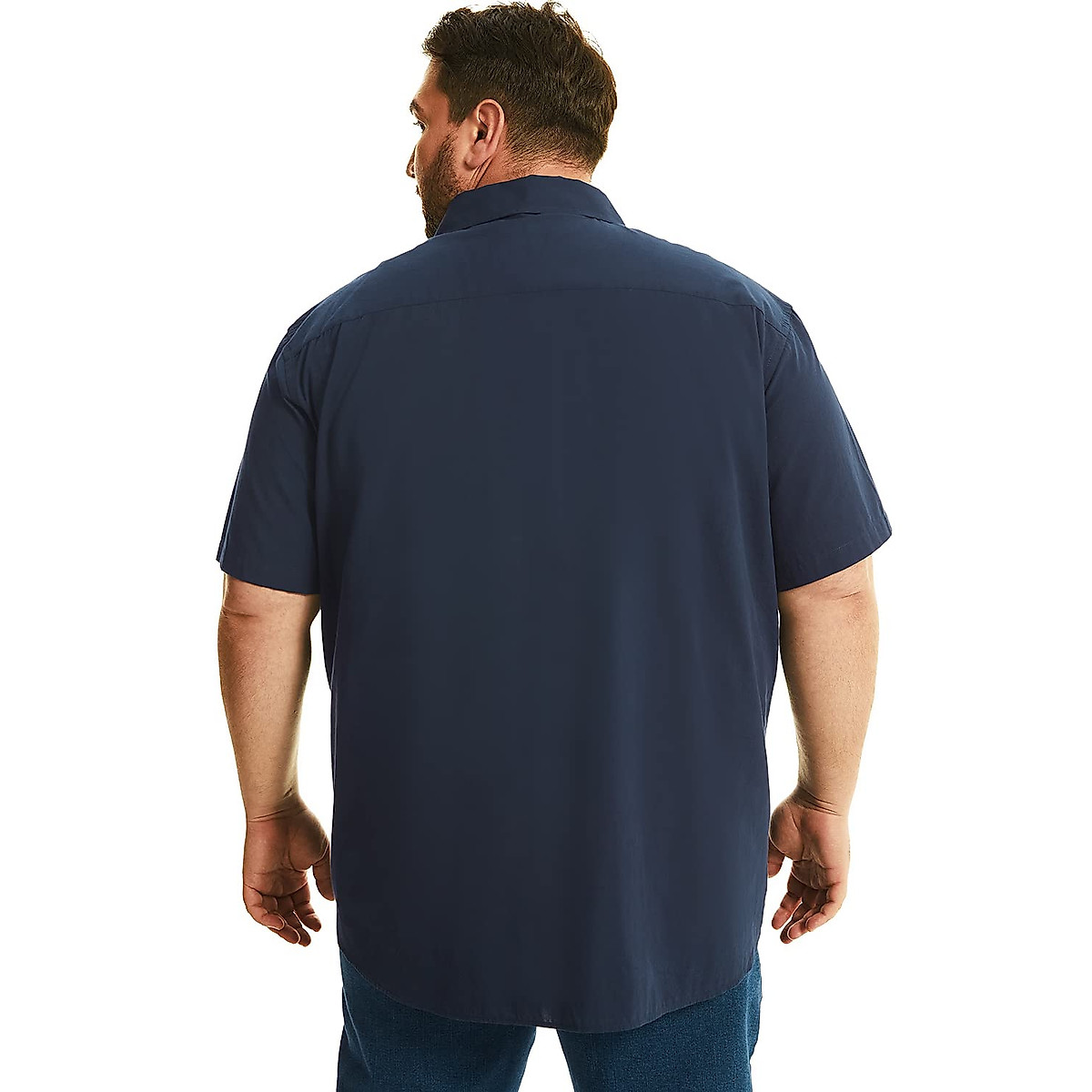 HOdo Big and Tall Mens Cotton Button Down Shirt Navy 4XL