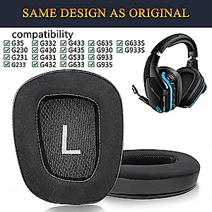 SOULWIT Cooling-Gel Ear Pads Cushions Replacement for Logitech G35 G930 G933 G933S G935 G633 G633S G635 G533 G430 G431 G432 G433 G435 Gaming Headset, Earpads for G332 G230 G231 G233 Headphones