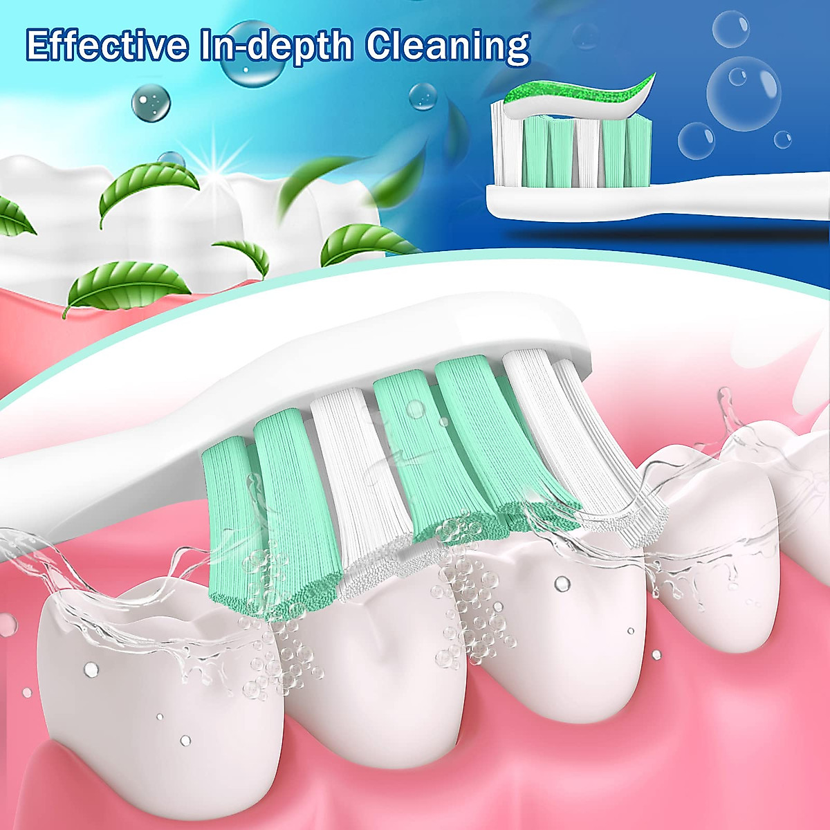 Aoremon Replacement Heads for Sonicare Philips Toothbrush: Compatible with Sonicare DiamondClean HX6063/65, 2 Series Hx9023/65 and Other Click on Electric Toothbrush