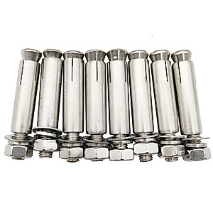 Sipery Expansion Bolts, 304 Stainless Steel External Hex Nut Expansion Screw Bolts Sleeve Anchor M8x60mm 8Pcs