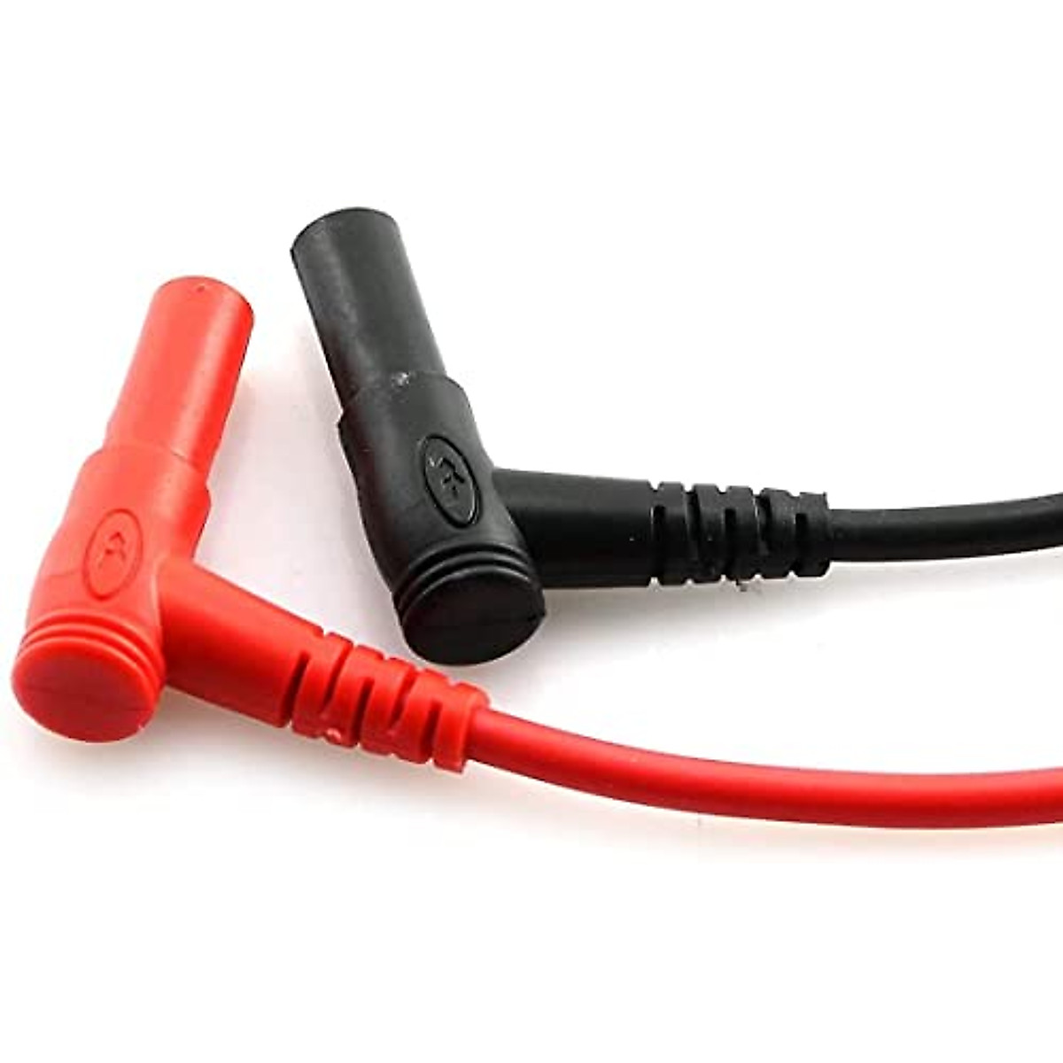 Longdex 2pcs/set 4mm L Type Banana Male Plug to Alligator Clip Pure Copper Test Cable Multimeter Testing Probe 1m (Black + Red)