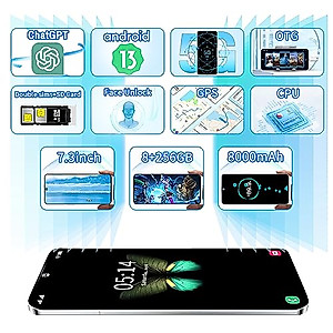 VIQEE Phones U21, 5G Unlocked Phones, 2K FHD+ Screen, Mobile Phones 6GB+256GB ROM+TF 128GB, Snapdragon Gen2 Processor, Smartphone Android Camera 24MP+64+12+12MP, WiFi NFC, Dual Sim - Black