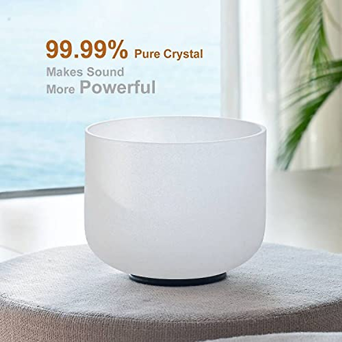 Lycrystal 11 Inch C Note Root Chakra Frosted Quartz Crystal Singing Bowl mallet & O-ring For Meditation and Sound Therapy.