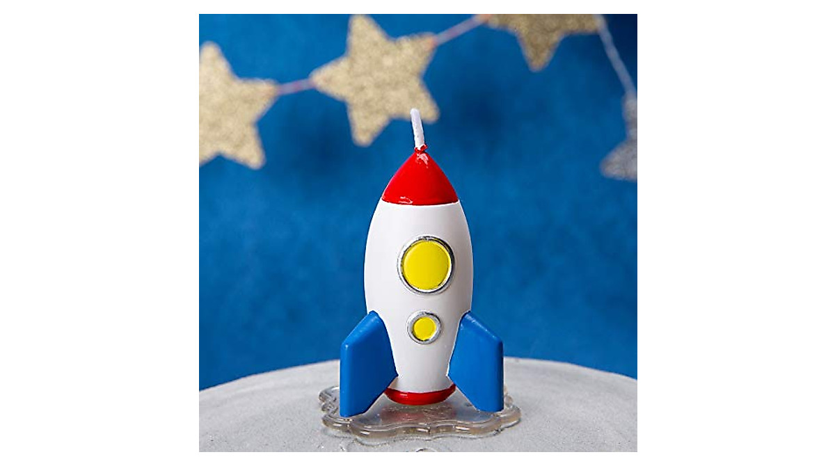 Rocket-Shaped Space Birthday Candle for Kids' Parties