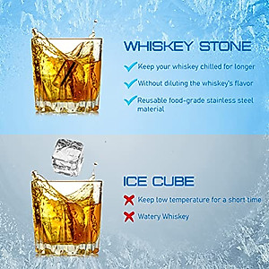 Eligara Whiskey Stones Set - Wooden Crate (6 pcs), Stainless Steel Ice Cubes Cooling Whisky Rocks - Scotch Gifts for Him Dad Boyfriend Husband