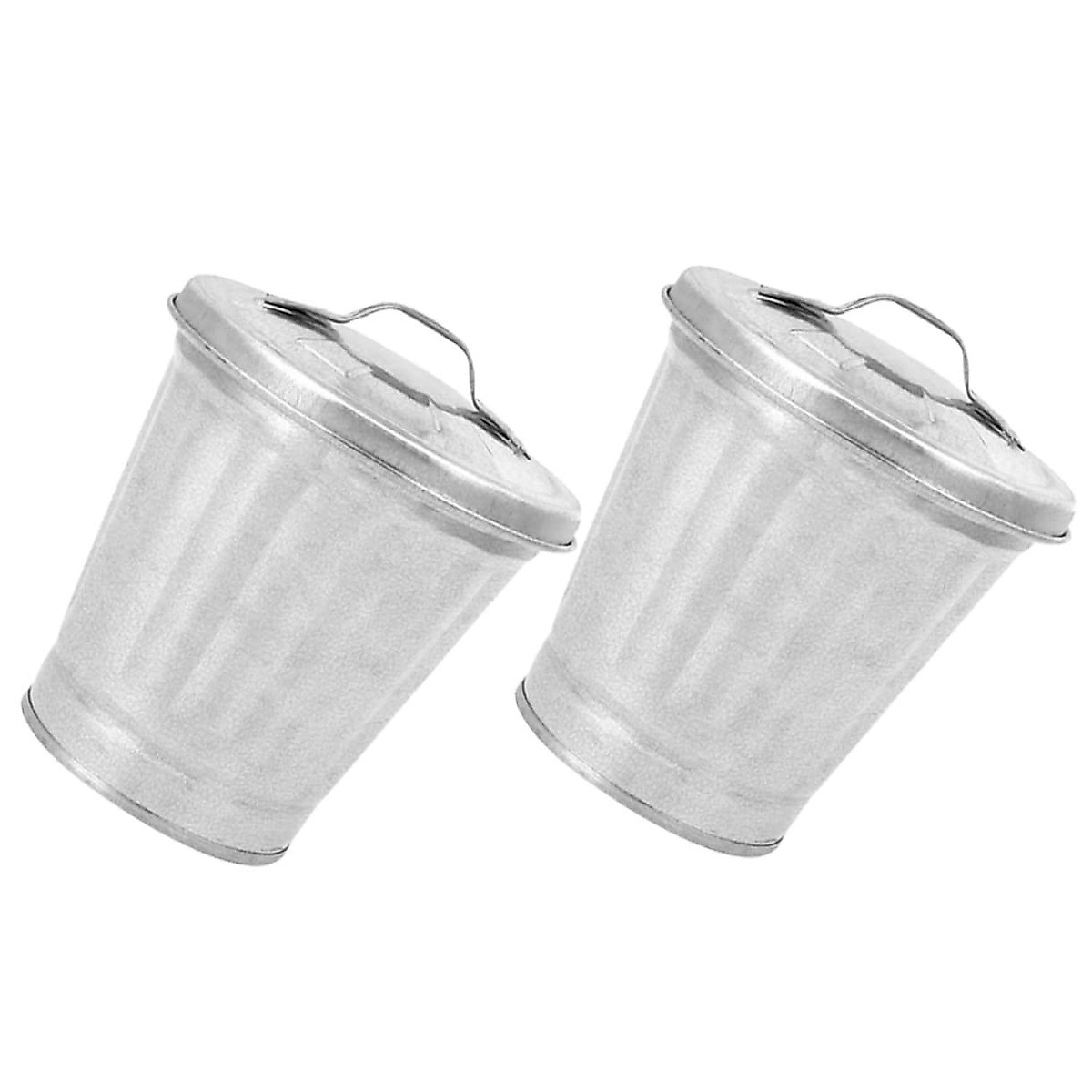 jojofuny Mini Iron Trash Can, Galvanized, As Shown