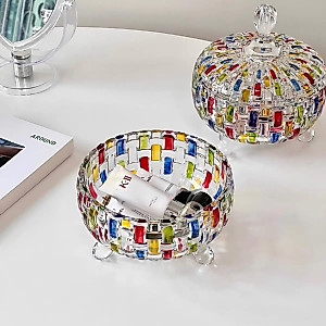 HSKIE Colorful Crystal candy jars Candy jars with lids christmas candy jar Candy containers cute candy jar glass jar with lid-24 oz