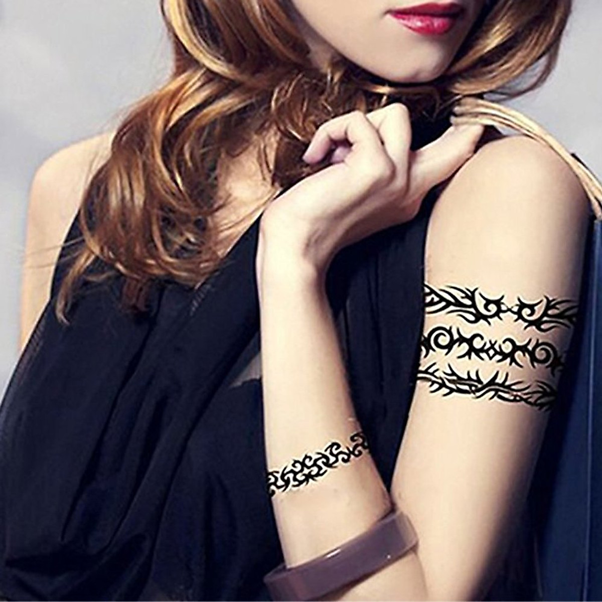 Yesallwas 6 Sheets Mix Tribal fake Tattoos Small Temporary Tattoo Blue Black Tribal Pattern Tattoo Body Sticker for Men Women 9cmX 19cm/3.54X7.48 inches (LXW)