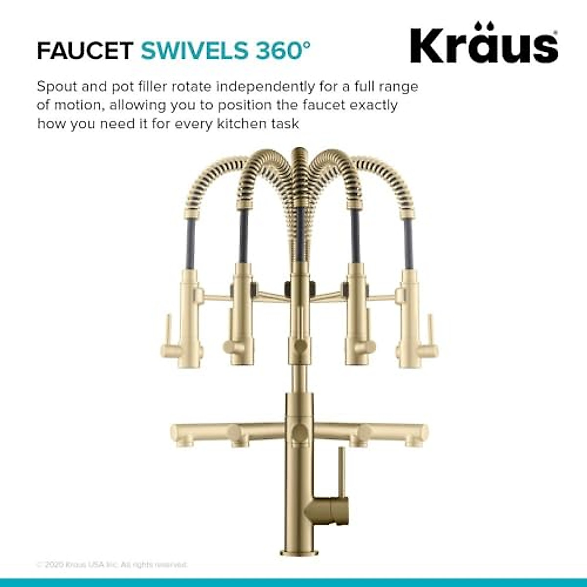 KRAUS Artec Pro (1 st Gen) 2-Function Commercial Style Pre-Rinse Kitchen Faucet (No Pull Down) with Pot Filler in Spot Free Antique Champagne Bronze with Soap Dispenser, KPF-1603SFACB-KSD53SFACB