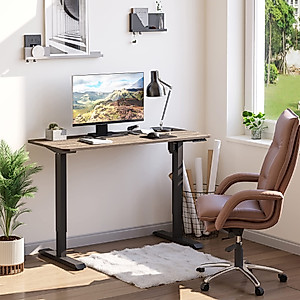 Vinsetto Electric Height Adjustable Standing Desk with 54" Desktop, Sit Stand Home Office Desk with Memory Button Control and Anti-Collision System, Teak/Black