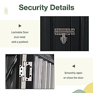 OC Orange-Casual 5 x 3 FT Storage Shed, Outdoor Galvanized Steel Shed, Outside Garden Tool Storage House with Lockable Door for Patio, Backyard, Lawn Mower, Black