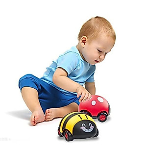 JoFAN 4 Pack Big Ladybird Toy Cars Friction Powered Push Go and Pull Back Cars for Kids Boys Girls Toddlers Easter Basket Stuffers Gifts