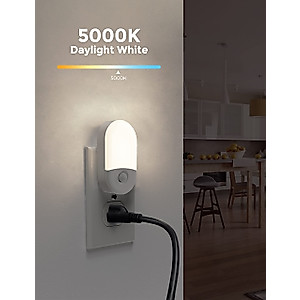 L LOHAS LED Motion Sensor Night Light, [2 Pack] Motion Activated Night Light, Daylight White, Adjustable Brightness, Motion Sensor Light Indoor Plug in for Nursery, Kids, Bedroom, Bathroom Night Light