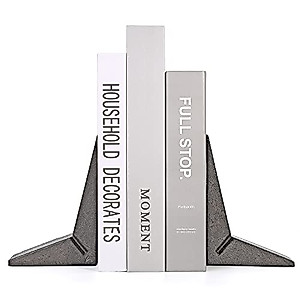 Ambipolar Cast Iron Bookends, Sharp Triangle Theme, Black Decorative Bookends for Home Decor, Office Desk, Bookshelves, Bookends for Heavy Books