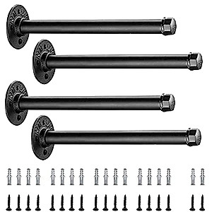 Industrial Pipe Clothing Rack, Hanging Rod for Closet, Wall Mounted Multi Purpose (10 inch 4 Pack)