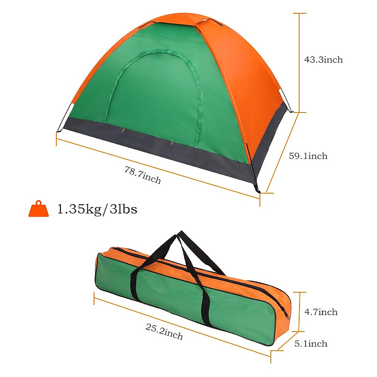Kcelarec 2-Person Waterproof Camping Dome Tent,Great for Camping, Backpacking, Hiking & Outdoor Music Festivals
